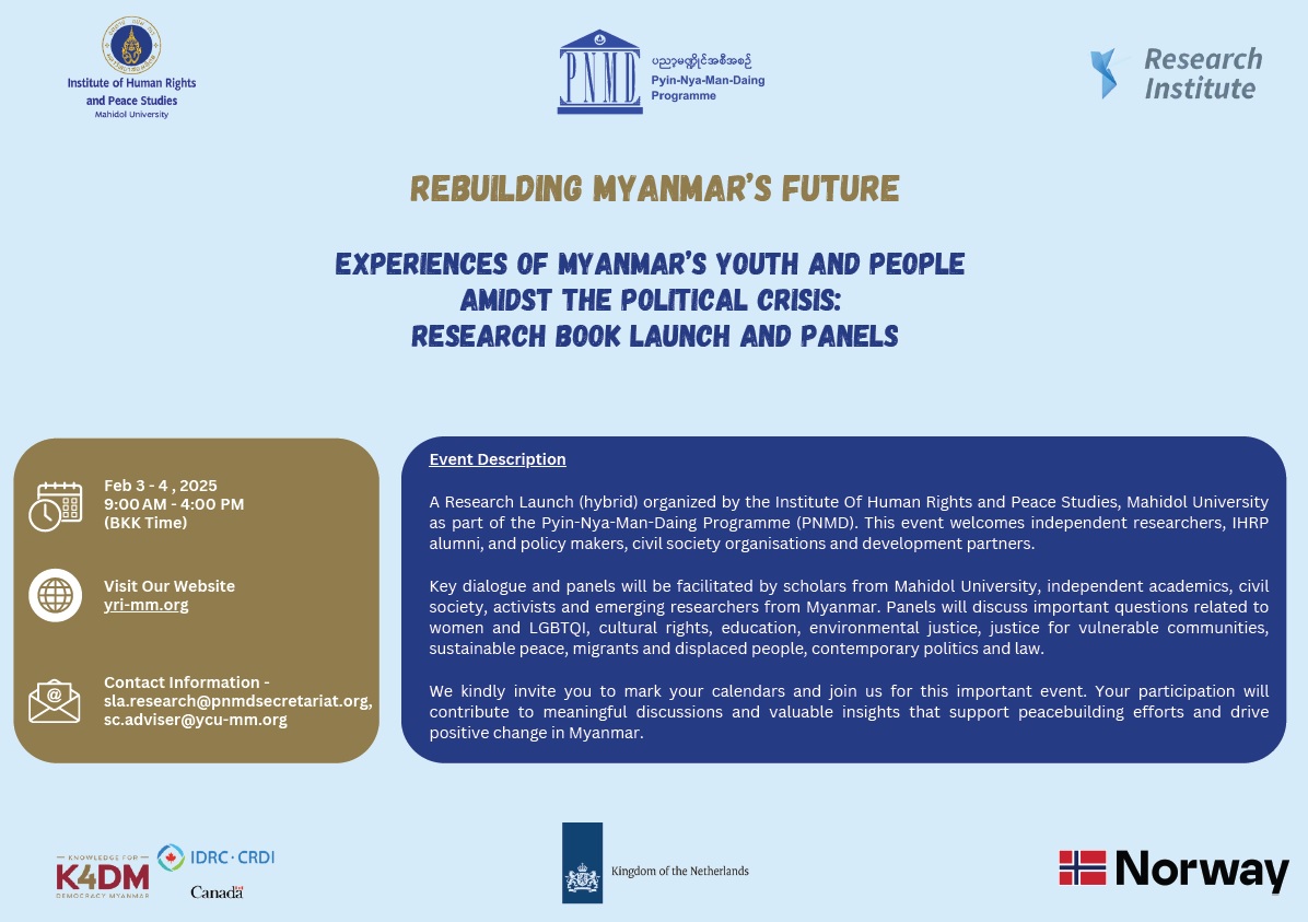 Rebuilding Myanmar’s Future – Experiences of Myanmar Youth and People ...